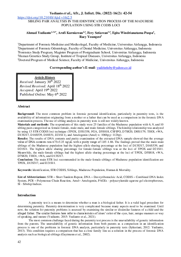 (PDF) Sibling Pair Analysis in the Identification Process of the ...