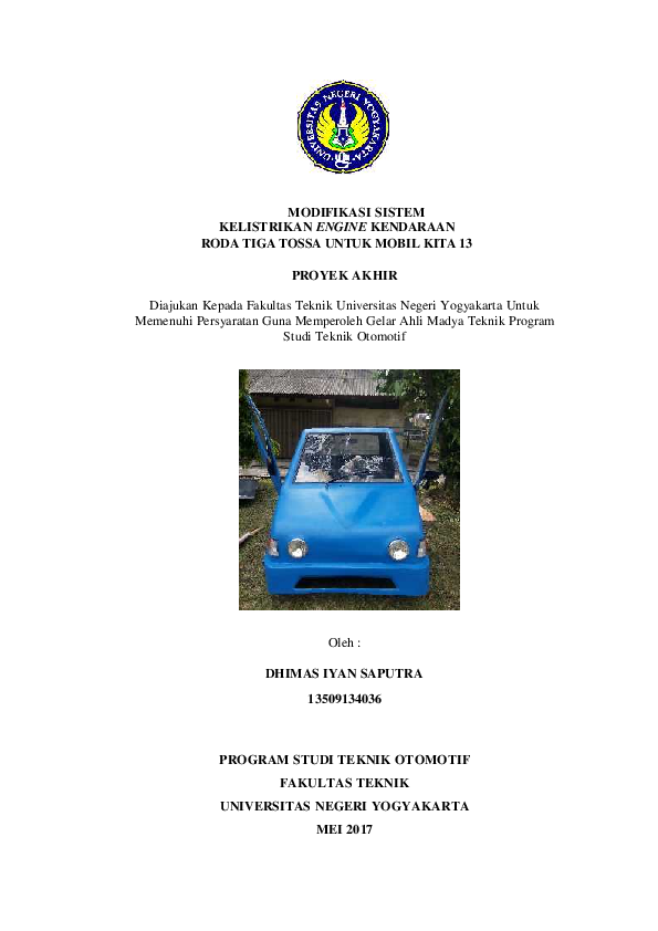 (PDF) Modifikasi Sistem Kelistrikan Engine Kendaraan Roda Tiga Tossa ...