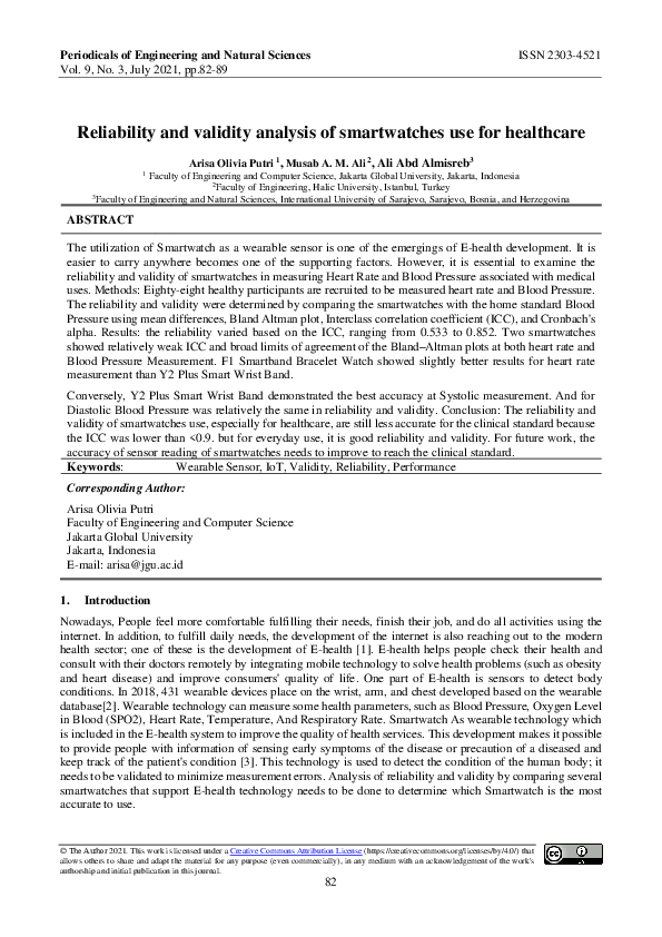 (PDF) Reliability and validity analysis of smartwatches use for healthcare