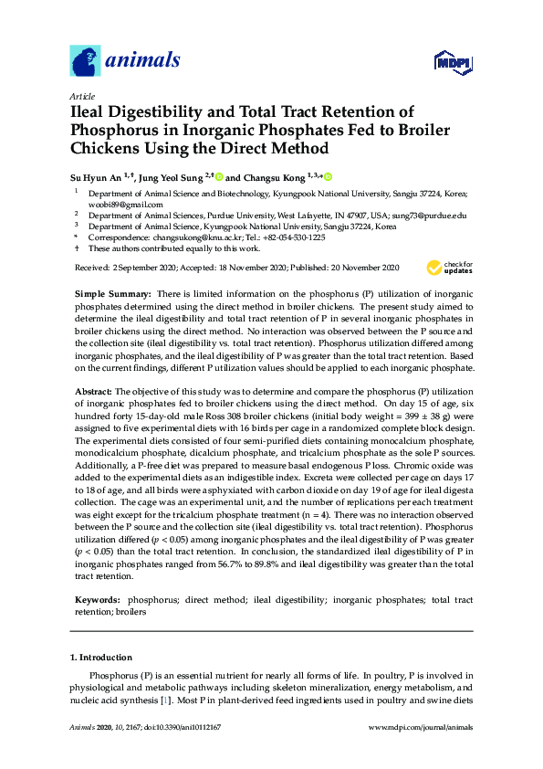 (PDF) Ileal Digestibility and Total Tract Retention of Phosphorus in ...