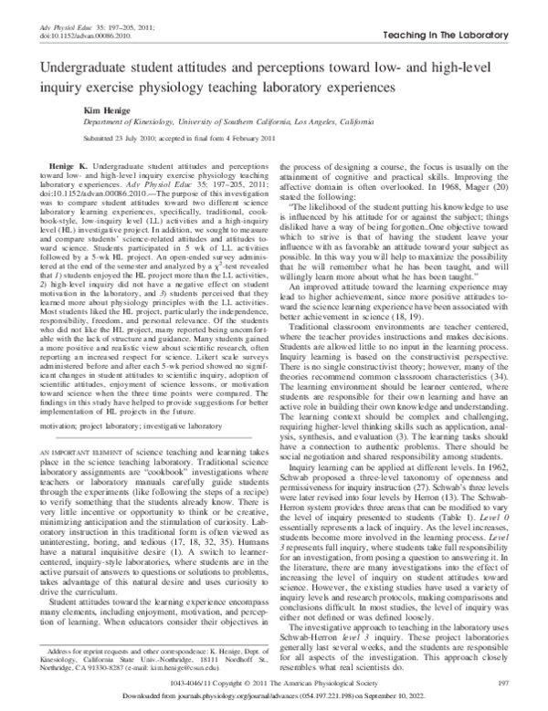 (PDF) Undergraduate student attitudes and perceptions toward low- and ...