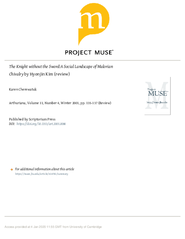 (PDF) The Knight without the Sword:A Social Landscape of Malorian ...