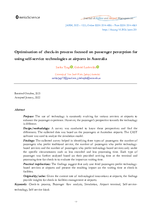 (PDF) Optimisation of check-in process focused on passenger perception ...