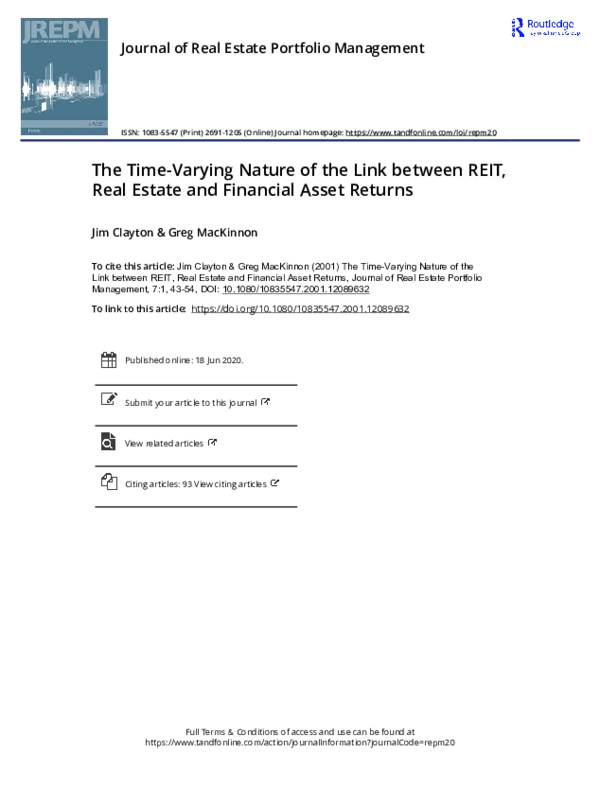(PDF) The Time-Varying Nature of the Link between REIT, Real Estate and ...