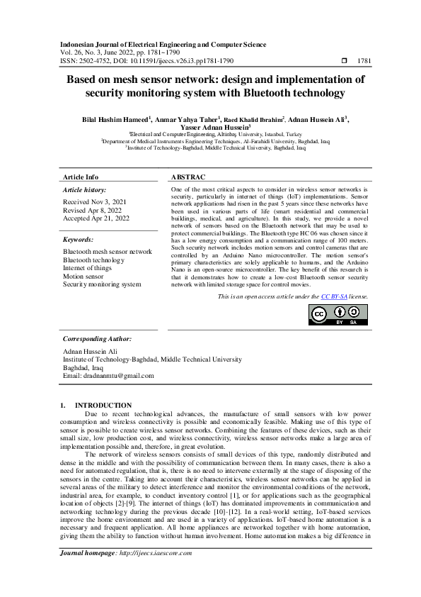 Pdf Bluetooth Based Security System For Iot
