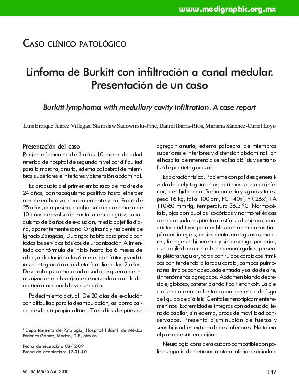 (PDF) Linfoma de Burkitt con infiltración a canal medular. Presentación ...