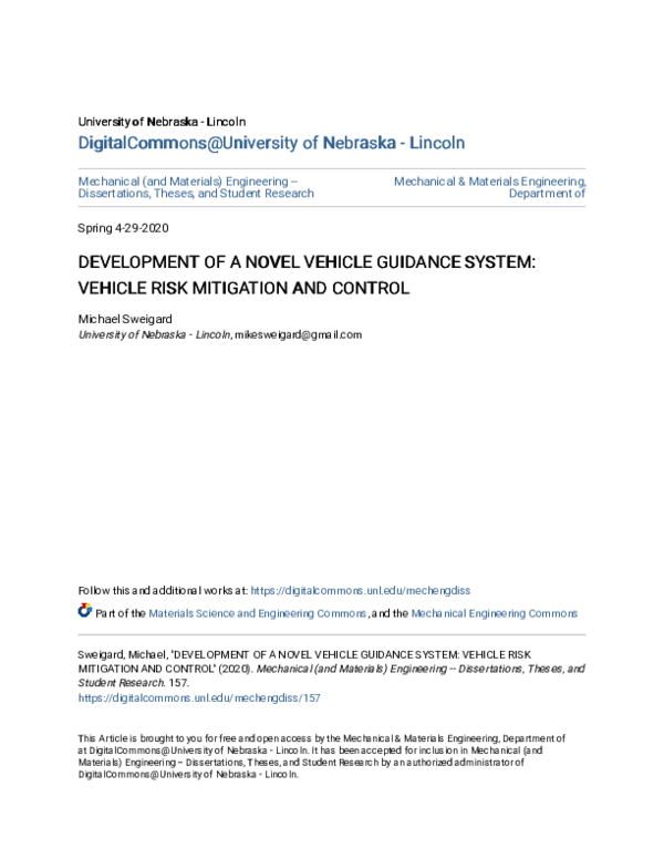 (PDF) Development of a Novel Vehicle Guidance System: Vehicle Risk ...