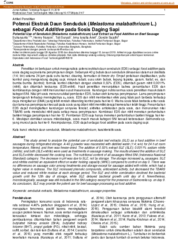 (PDF) Potensi Ekstrak Daun Senduduk (Melastoma malabathricum L ...