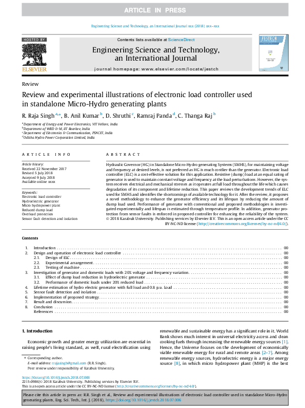 Pdf Review And Experimental Illustrations Of Electronic Load Controller Used In Standalone