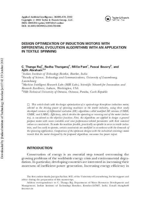 Pdf Design Optimization Of Induction Motors With Differential Evolution Algorithms With An