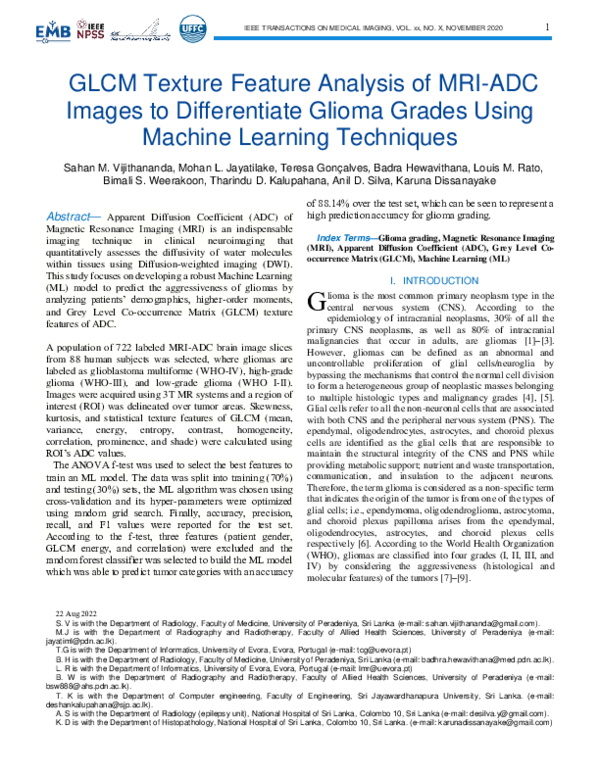 (PDF) GLCM Texture Feature Analysis of MRI-ADC Images to Differentiate ...