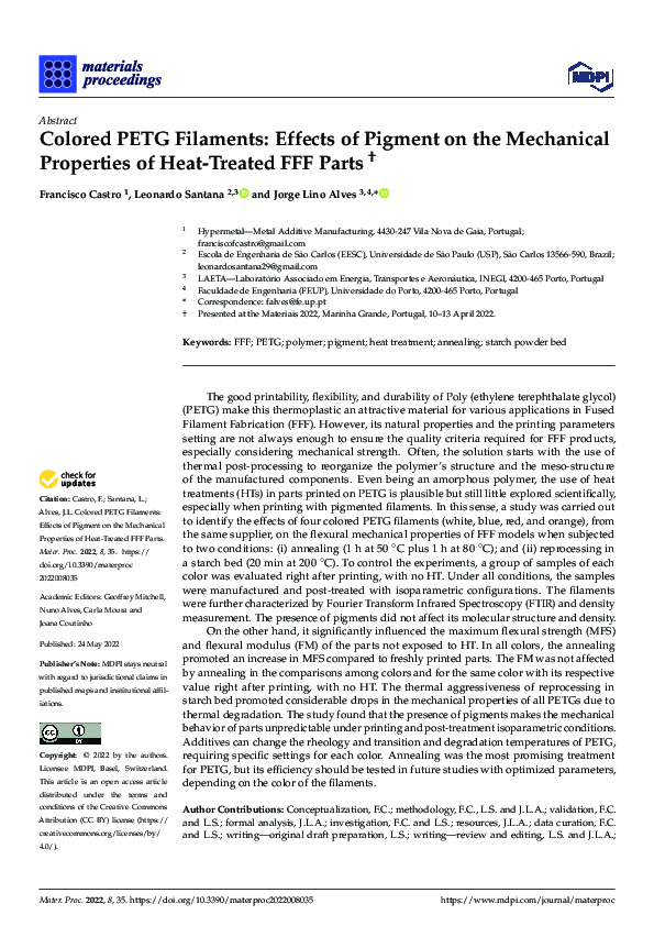 (PDF) Colored PETG Filaments: Effects of Pigment on the Mechanical ...