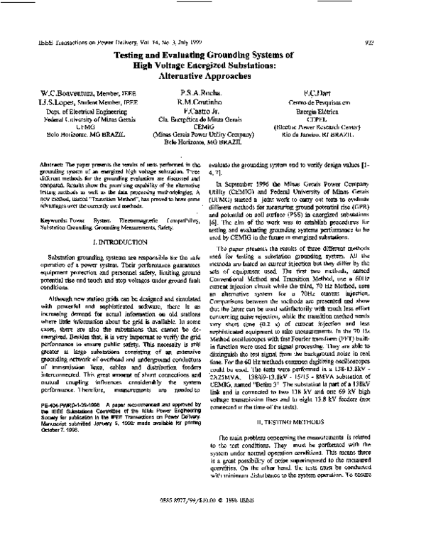 (PDF) Testing and evaluating grounding systems of high voltage ...
