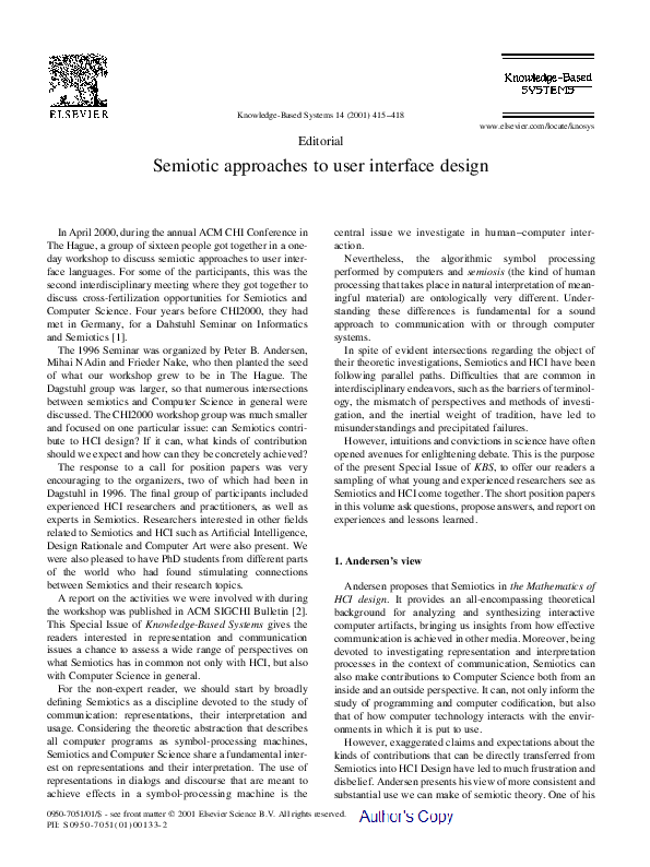 (PDF) Semiotic approaches to user interface design