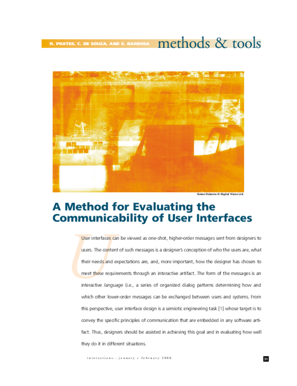 (PDF) Methods and tools: a method for evaluating the communicability of user interfaces