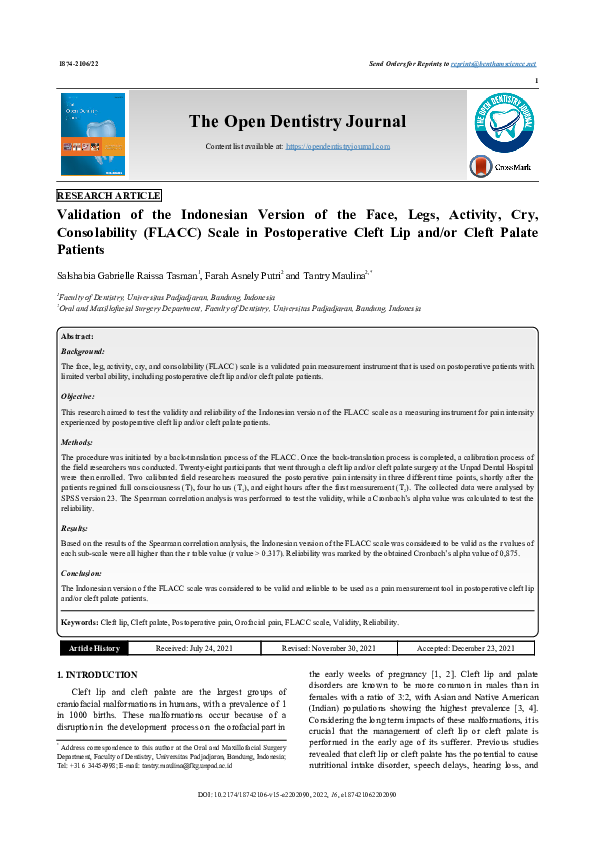 (PDF) Validation of the Indonesian Version of the Face, Legs, Activity ...