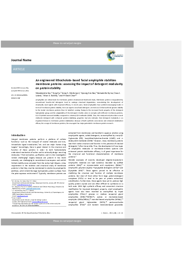 (PDF) An Engineered Lithocholate-Based Facial Amphiphile Stabilizes ...