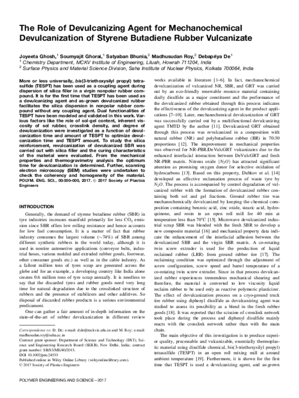 (PDF) The role of devulcanizing agent for mechanochemical ...