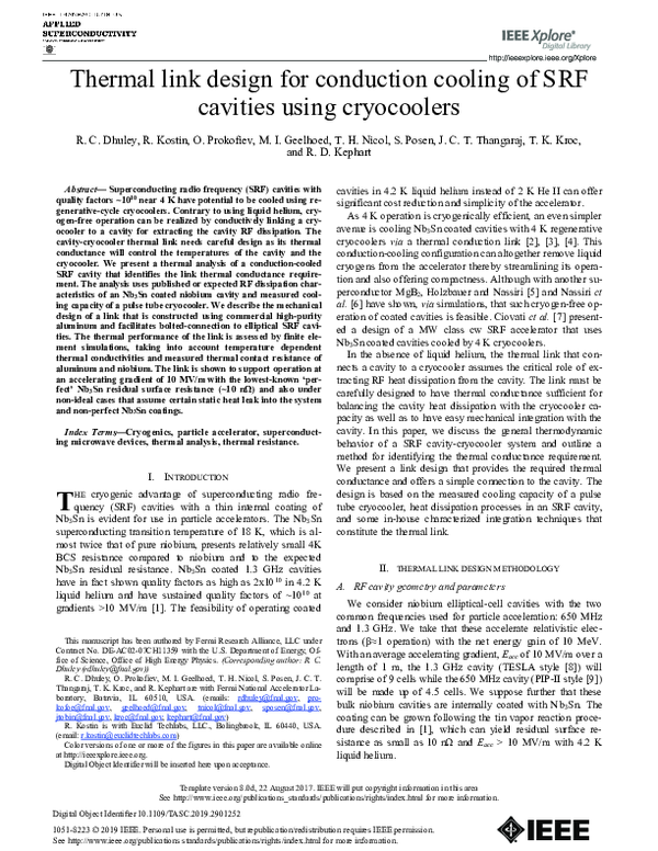 (PDF) Thermal Link Design for Conduction Cooling of SRF Cavities Using ...