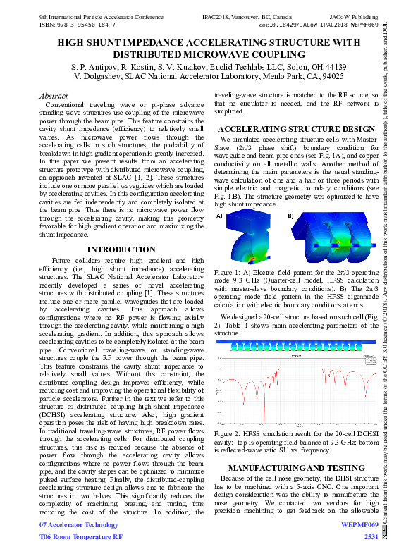 (PDF) High Shunt Impedance Accelerating Structure with Distributed ...