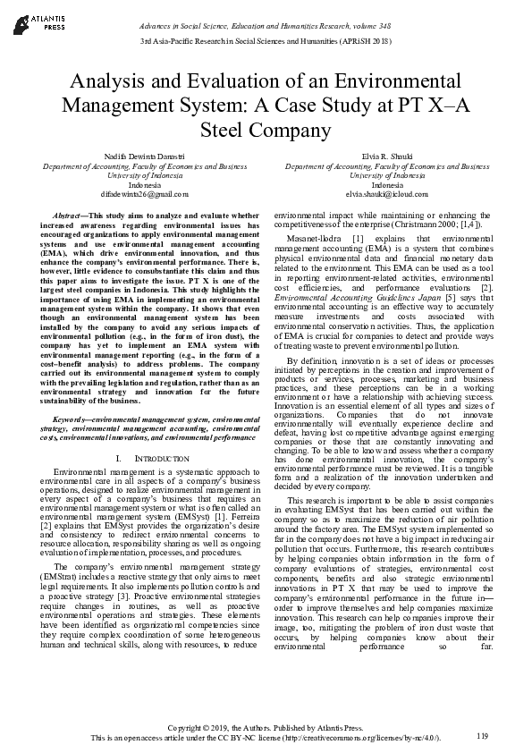 (PDF) Analysis and Evaluation of an Environmental Management System: A ...