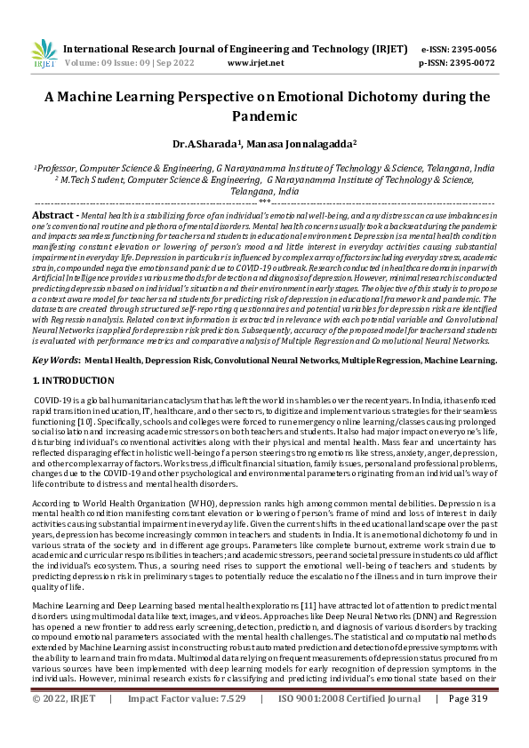 (PDF) A Machine Learning Perspective on Emotional Dichotomy during the ...