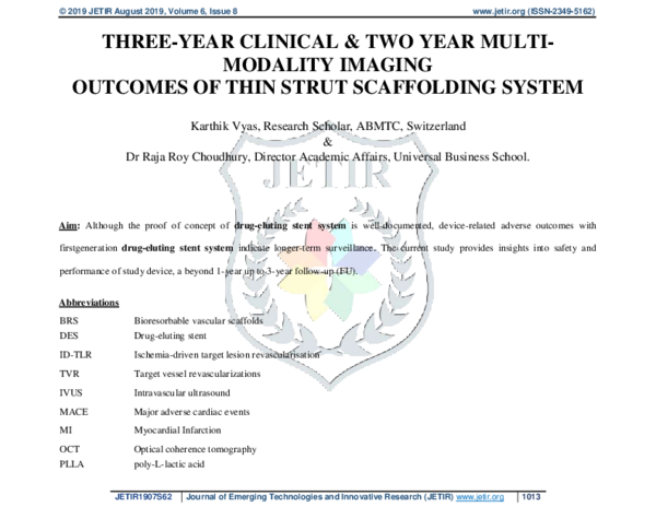 (PDF) Three-Year Clinical & Teo Year Multi-Modality Imaging Outcomes of ...
