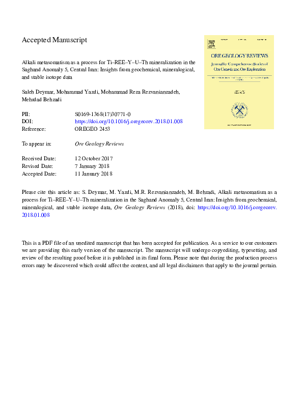 (PDF) Alkali metasomatism as a process for Ti–REE–Y–U–Th mineralization ...