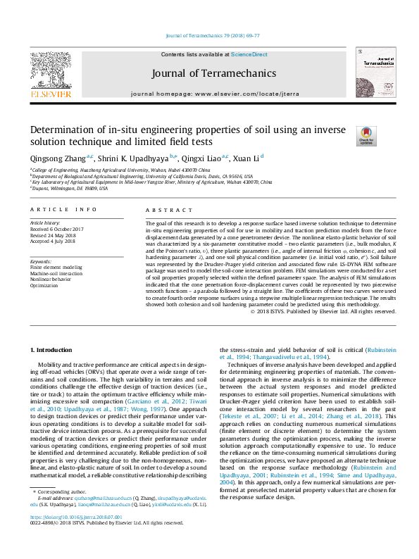 (PDF) Determination of in-situ engineering properties of soil using ...