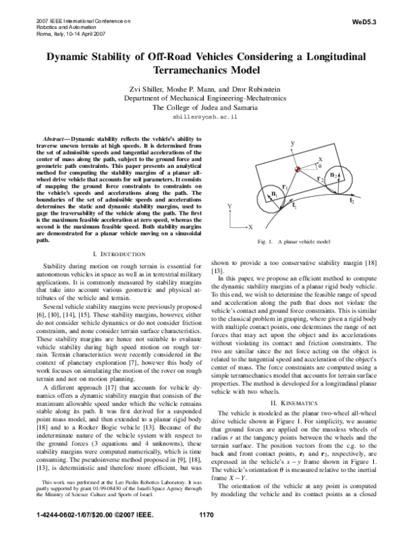 (PDF) Dynamic Stability of Off-Road Vehicles Considering a Longitudinal ...
