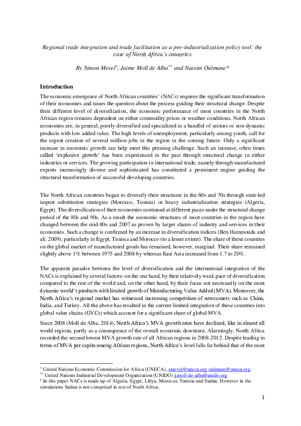 (PDF) Regional trade integration and trade facilitation as a pro ...