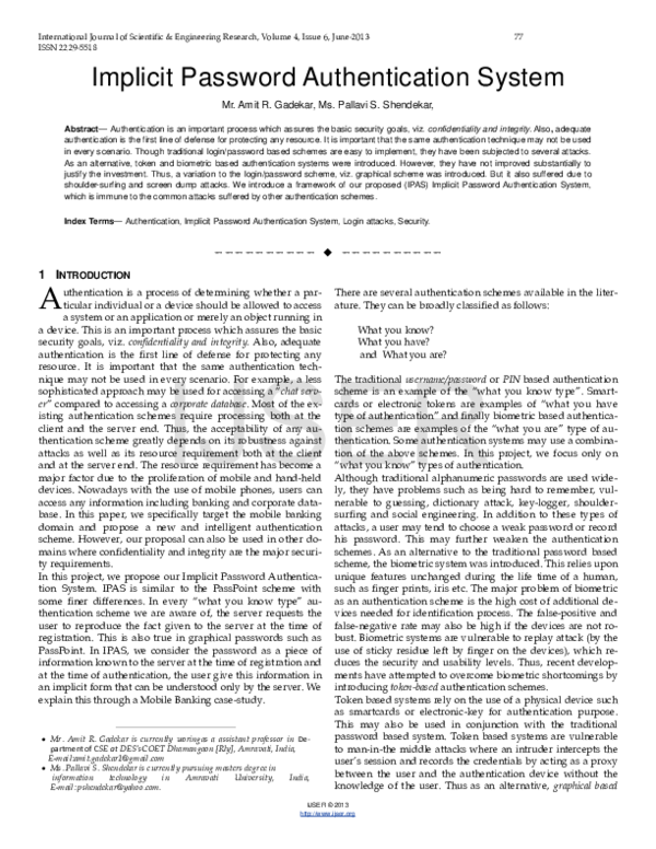 (PDF) Implicit Password Authentication System | Amit Gadekar - Academia.edu
