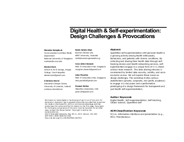 (PDF) Digital Health & Self-experimentation
