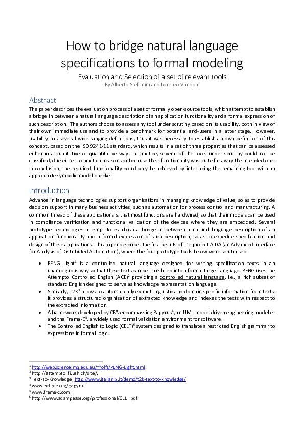 (PDF) How to bridge natural language specifications to formal modeling ...
