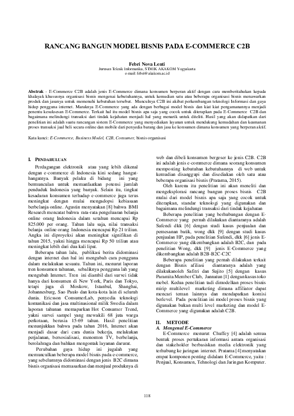 (PDF) Rancang Bangun Model Bisnis Pada E-Commerce C2B