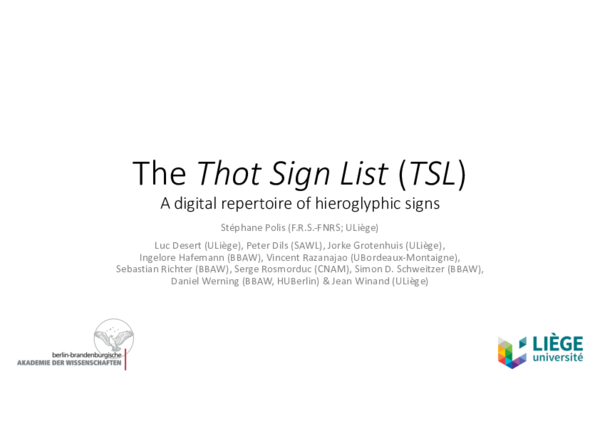(PDF) The Thot Sign List (TSL). A digital repertoire of hieroglyphic ...