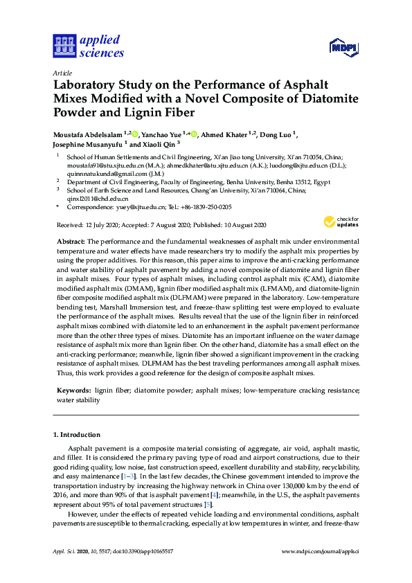 (PDF) Laboratory Study on the Performance of Asphalt Mixes Modified with a Novel Composite of ...