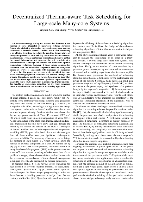 Pdf Decentralized Thermal Aware Task Scheduling For Large Scale Many Core Systems 4059