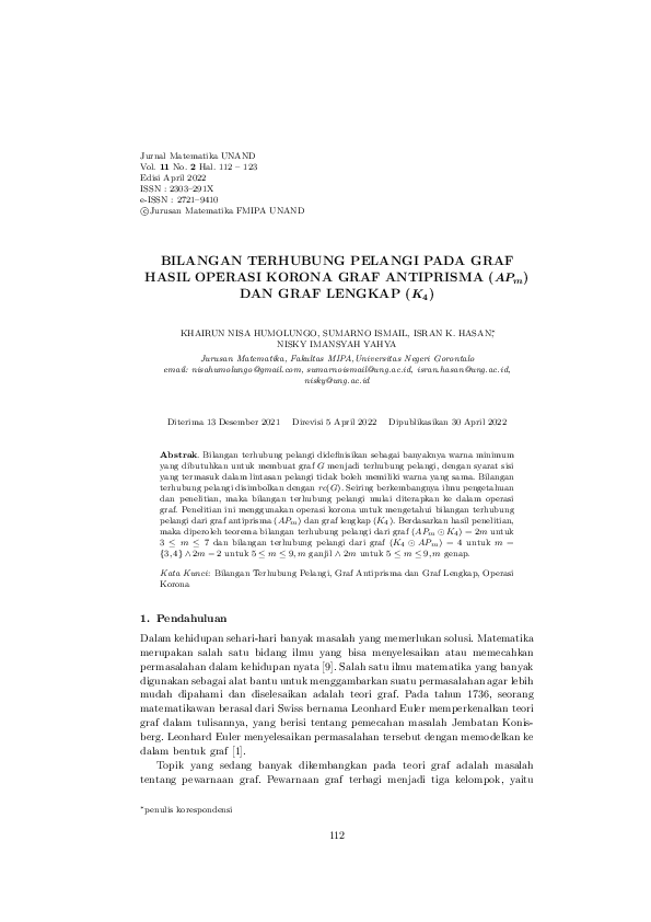 (PDF) BILANGAN TERHUBUNG PELANGI PADA GRAF HASIL OPERASI KORONA GRAF ...