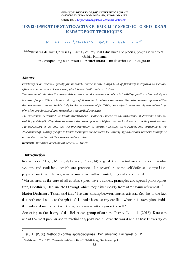 (PDF) Development of static-active flexibility specific to Shotokan ...