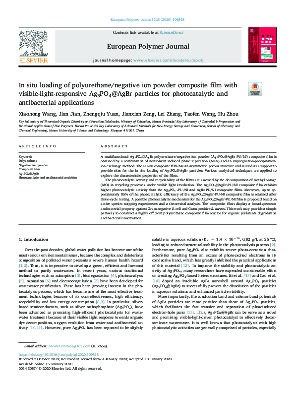 (PDF) In situ loading of polyurethane/negative ion powder composite ...