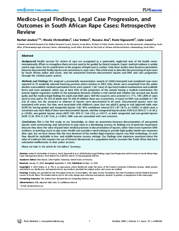 (PDF) Medico-Legal Findings, Legal Case Progression, and Outcomes in ...