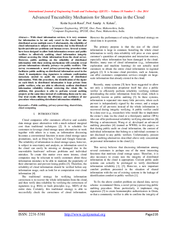 (PDF) Advanced Traceability Mechanism for Shared Data in the Cloud