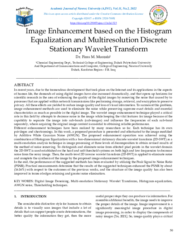 (PDF) Image Enhancement based on the Histogram Equalization and Multiresolution Discrete ...