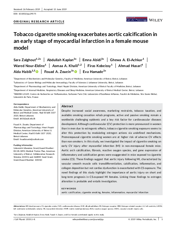 (PDF) Tobacco cigarette smoking exacerbates aortic calcification in an ...