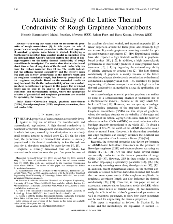 (PDF) Atomistic Study of the Lattice Thermal Conductivity of Rough Graphene Nanoribbons