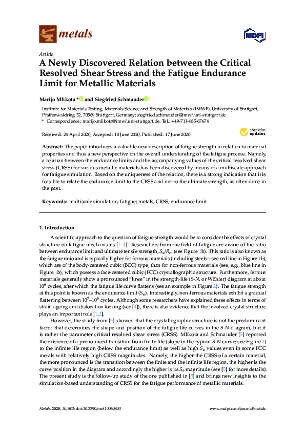 (PDF) A Newly Discovered Relation between the Critical Resolved Shear ...