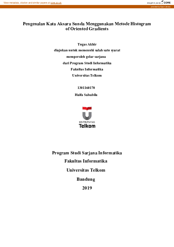 (PDF) Pengenalan Kata Aksara Sunda Menggunakan Metode Histogram of Oriented Gradient