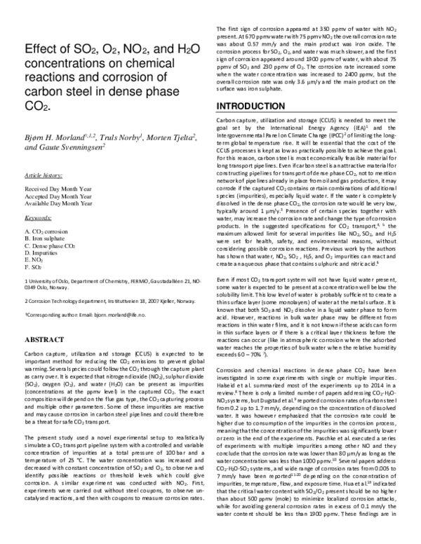 (PDF) Effect of SO2, O2, NO2, and H2O Concentrations on Chemical ...