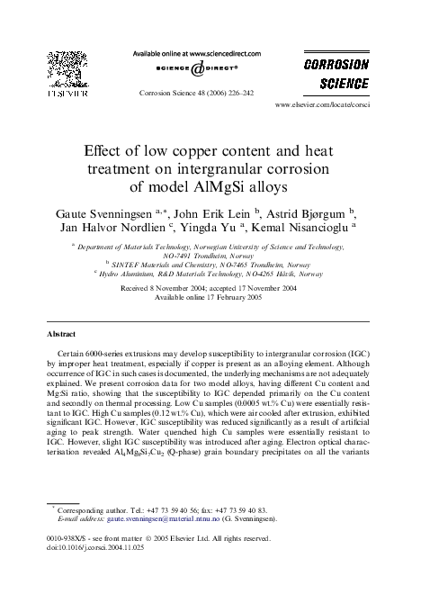 (PDF) Effect of low copper content and heat treatment on intergranular ...